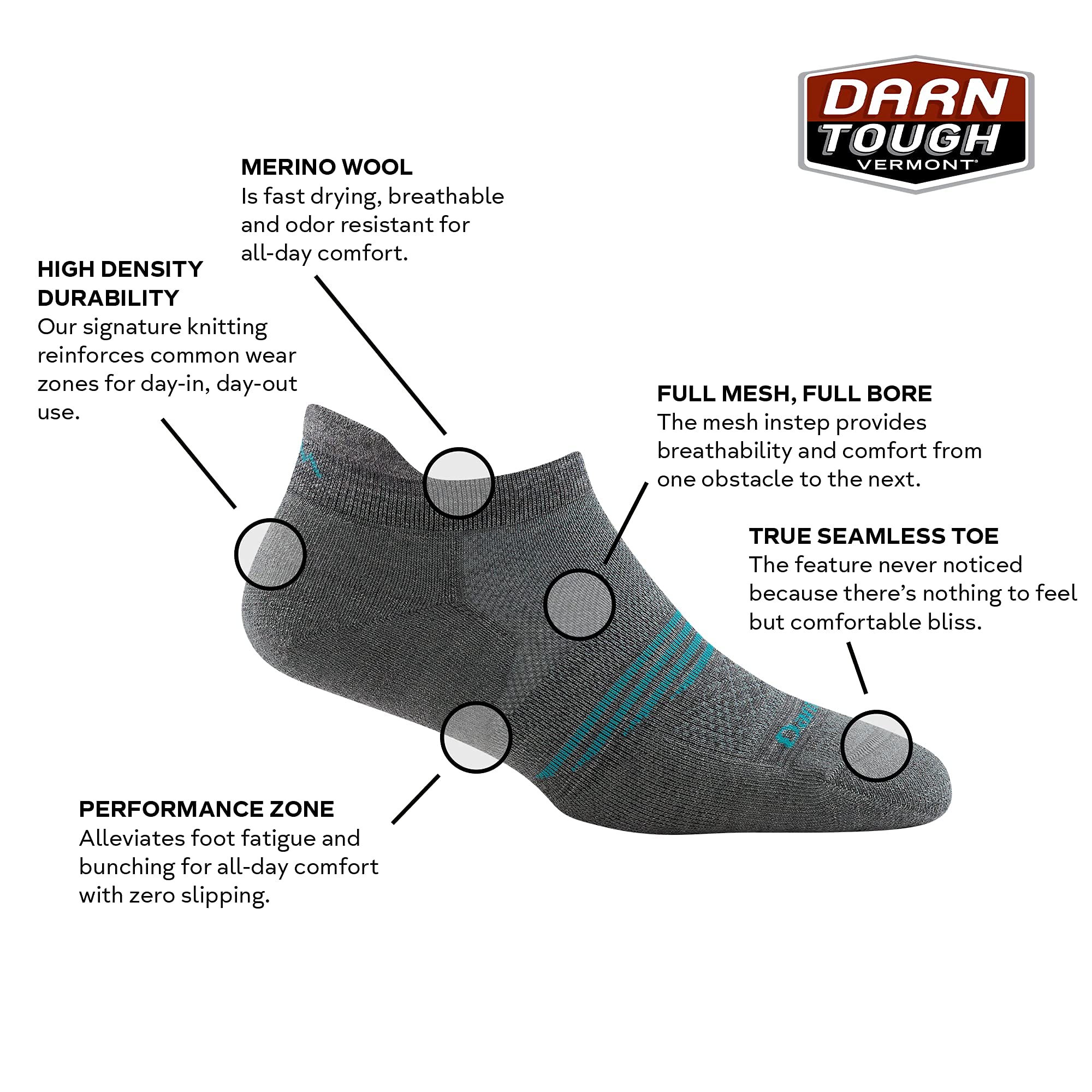 Darn Tough Vermont Element No Show Tab Lightweight with Cushion Violet MD (US 7.5-9.5)