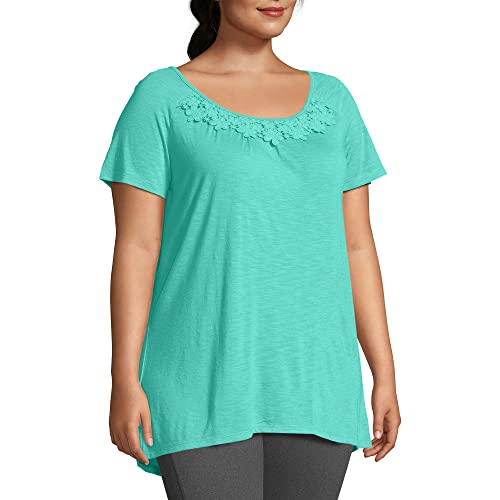 Just My Size Women's Plus-SizeSlub Jersey Tunic with Crochet Collar