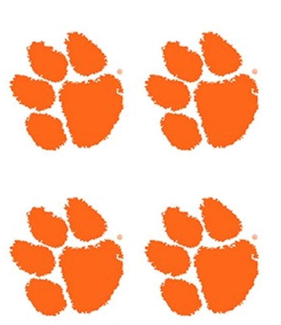 Clemson University Tigers – Waterless Peel & Stick Temporary Spirit Tattoos – 4-Piece – Orange Tiger Paw Print Logo