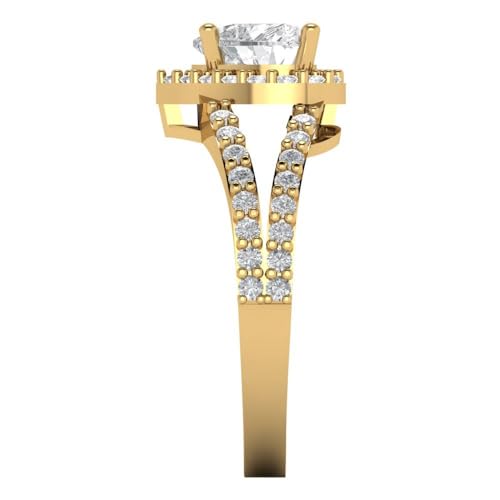Clara Pucci 1.49 ct Heart Cut Genuine Lab Grown Diamond SI1-SI2 J-K 14K Yellow Gold Halo Bridal Wedding Engagement Designer Ring size 10