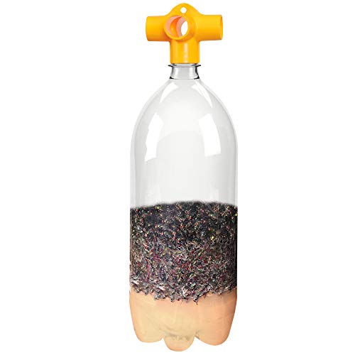 Flies Be Gone Monster Soda Bottle Fly Trap 6 Pack – Reusable Screw Tops for 2 Liter Bottles, KM34 Non-Toxic, No Poison, No Pesticide Bait - Suspension Straps - for Outdoor Use