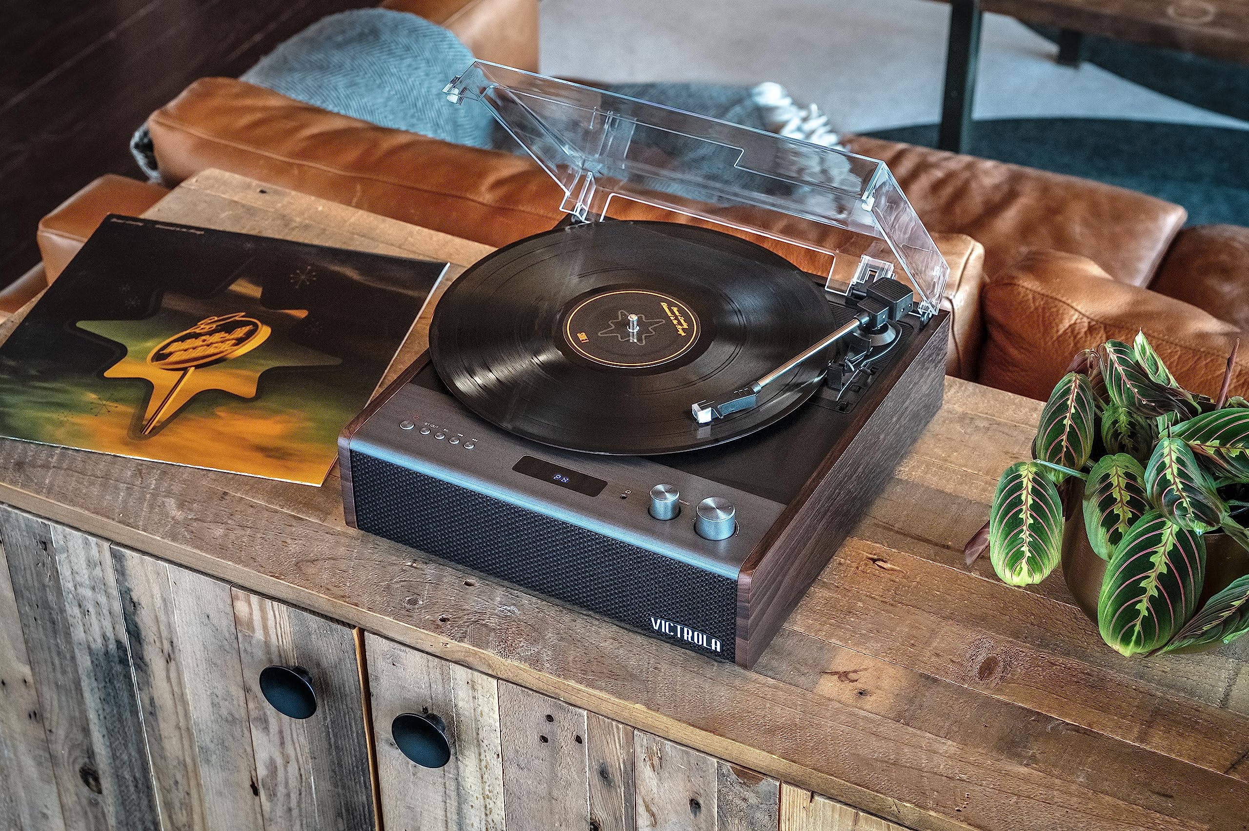 Victrola Eastwood Signature 3-Speed Bluetooth Turntable with Built-in Speakers and Dust Cover | Upgraded Turntable Audio Sound | Espresso (VTA-73-ESP)