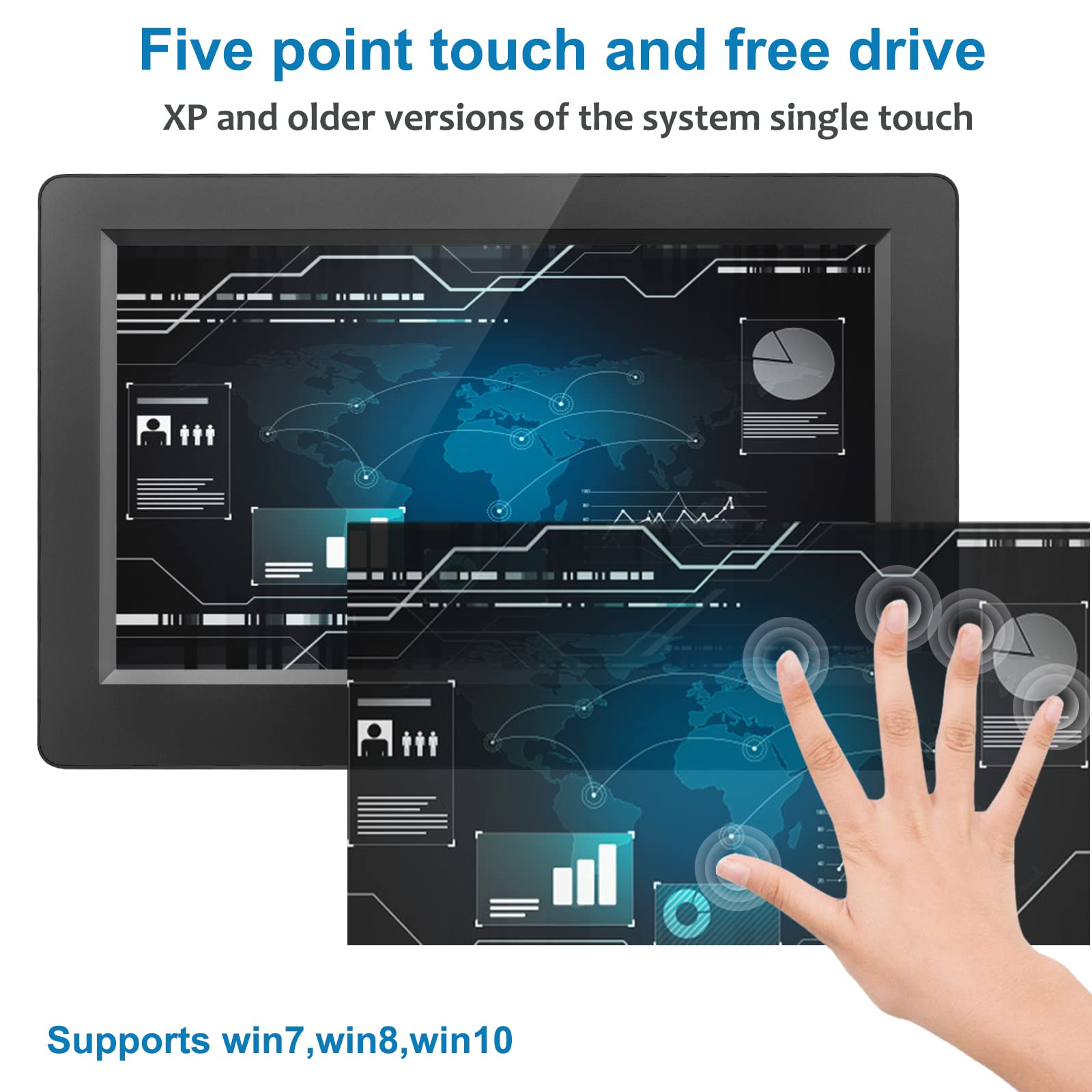 kuman 7 Inch Touch Screen IPS Display 1024x600 Monitor for Raspberry Pi 4 3 2B B RPi 1 B+ A+ PC Car with HDMI VGA Input and Speaker for Various System SC7K