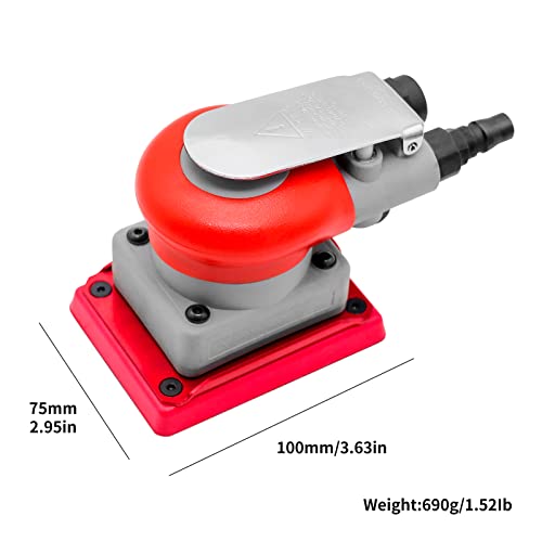 DATOUBOSS Pneumatic Palm Sander Square Air Random Orbital Sander for Car Waxing,Auto Body Work, Wood working Car Polisher Sets with Sanding Pad and 15 Pcs Sandpapers