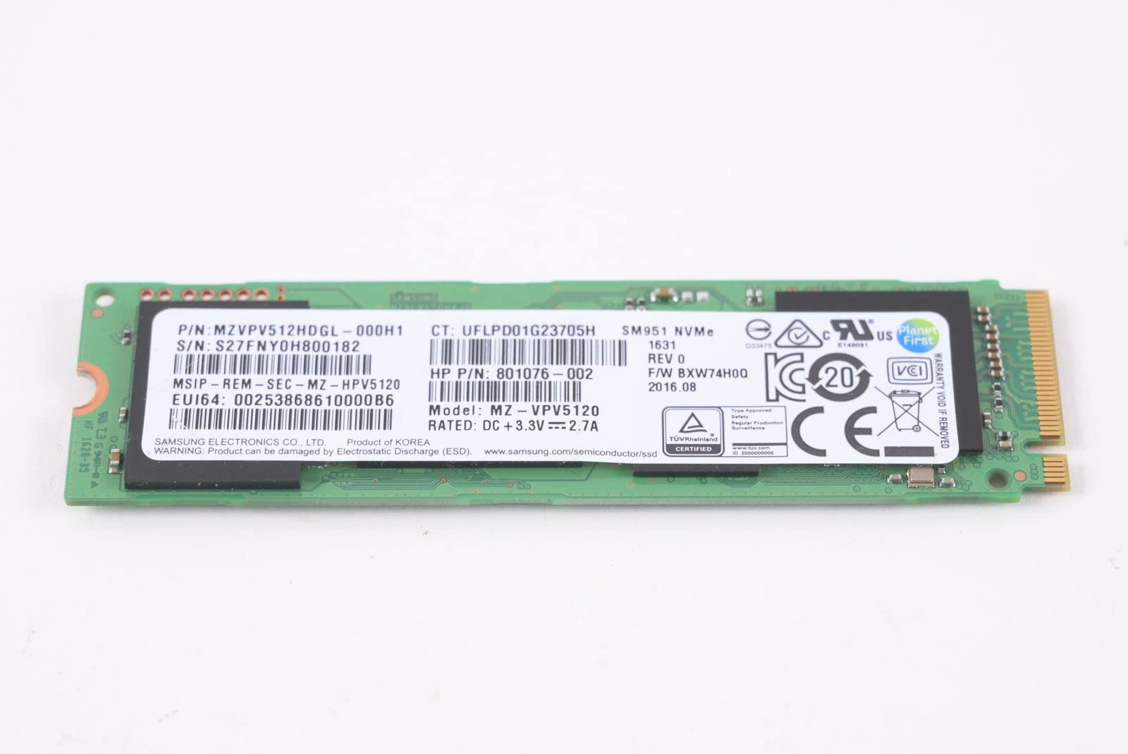 Ebid-Dealz Replacement for 512GB M.2 NVMe 2280 Internal Solid State Drive Samsung MZVPV512HDGL-0000 MZ-VPV5120 PCI Express 3.0 x4 150 Mbps