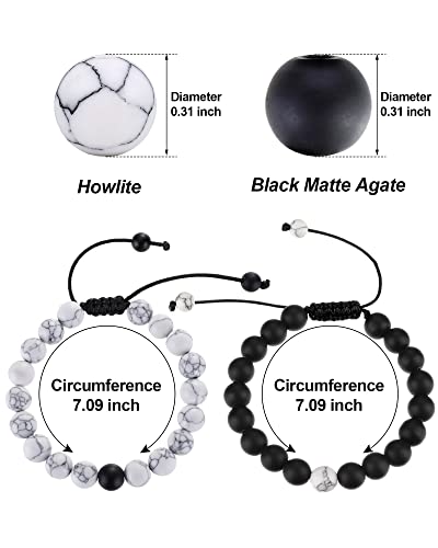 Howlite Black Matte Agate Couples Distance Energy Beads Bracelet For Valentine's Day Gift