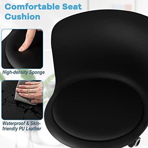 Giantex Home Office Desk Chair Set of 2, Armless Plastic Swivel Rolling Task Chair w/Soft PU Leather Cushion & Universal Casters, Modern Computer Chair for Dorm Bedroom Living Room, Black