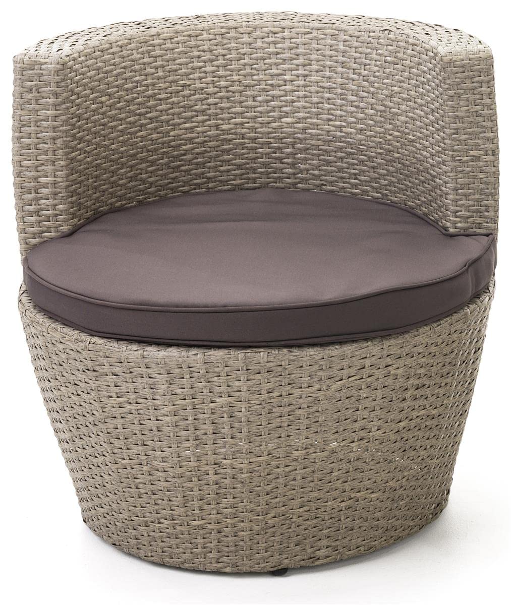 Displays2go Synthetic Wicker Outdoor Furniture Set, Three Piece, Weather-Resistant, Stackable - Taupe (FDOUTDOOR1)
