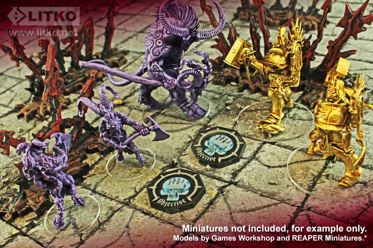 LITKO Objective Token Set Compatible with Warcry, Transparent Grey & Transparent Light Blue (8)