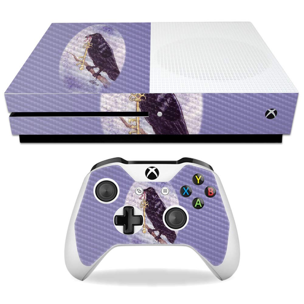 MightySkins Carbon Fiber Skin for Microsoft Xbox One S - Ravens Key | Protective, Durable Textured Carbon Fiber Finish | Easy to Apply, Remove, and Change Styles | Made in The USA