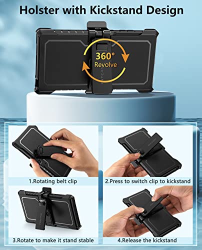 FNTCASE for Samsung Galaxy S23 Ultra Case: Built-in Screen Protector & Kickstand, Extra Front Frame, Full-Body Dual Layer Rugged Belt-Clip Holster Heavy Duty Shockproof Protective Phone Cover-Black