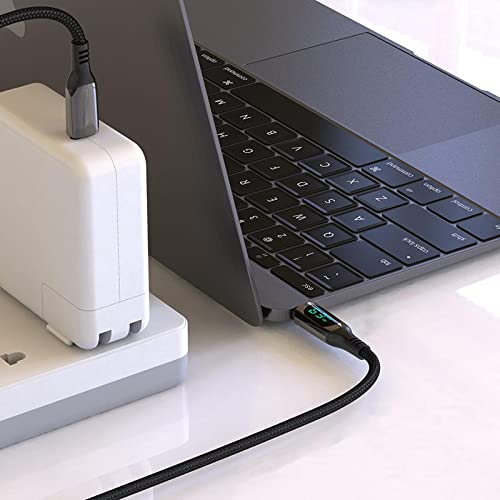 BoxWave Cable Compatible with Acer ConceptD 7 Ezel CC715-71-7163 (15.6 in) - PowerDisplay PD Cable (6ft) - USB-C to USB-C (100W), LED Display 6 Foot PD Braided Nylon Cable - Jet Black