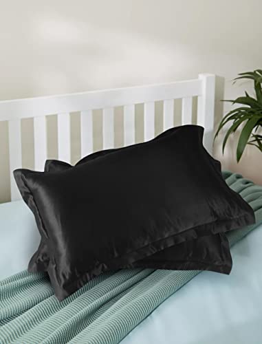 HOMIDATE Set of 2 Queen Pillowcase in Polyester – 20" x 30" in Black with Satin Feel - Luxury Soft and Breathable – Ideal for Bedding and Room Décor