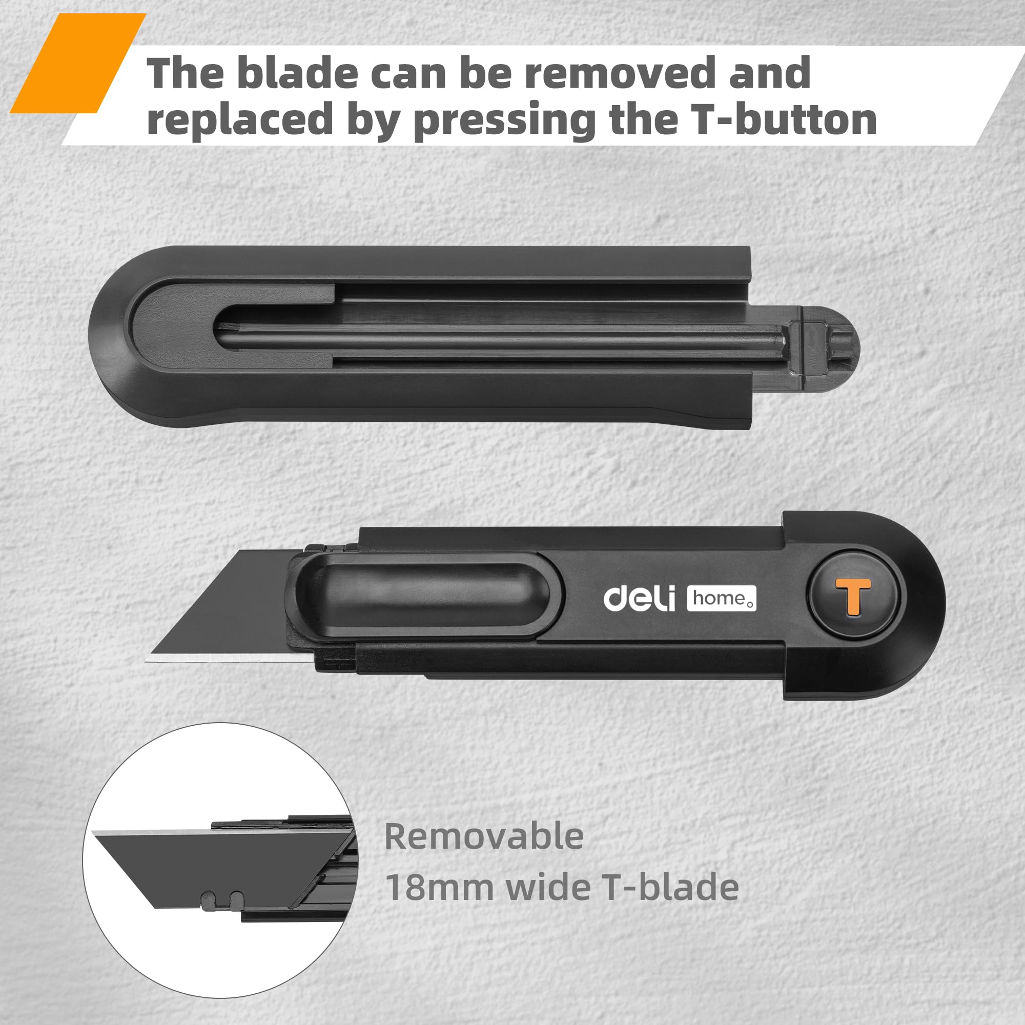 deli 3pcs Utility Knife Box Cutters Set, Retractable Box Opener, Sharp Cartons Cardboard Cutter Razor Knife, Light-weight and Compact Perfect for Office and Home Use
