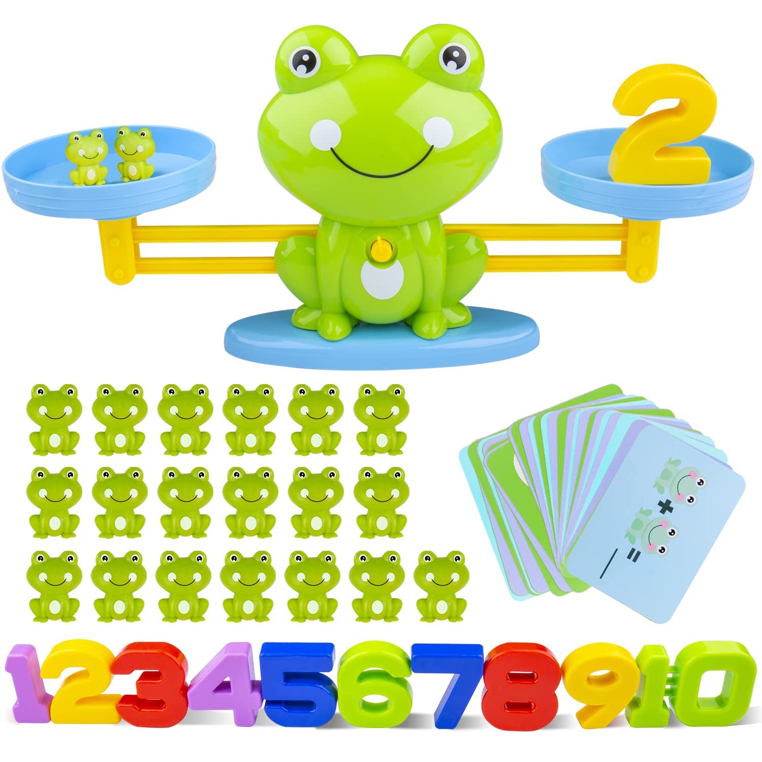 INPHER Frog Balance Math Game, 85 Piece Kids Kindergarten Toddler Learning Games Preschool Learning Activities Educational Toys for 3 4 5 6 7 Year Old STEM Montessori Number Counting Toy