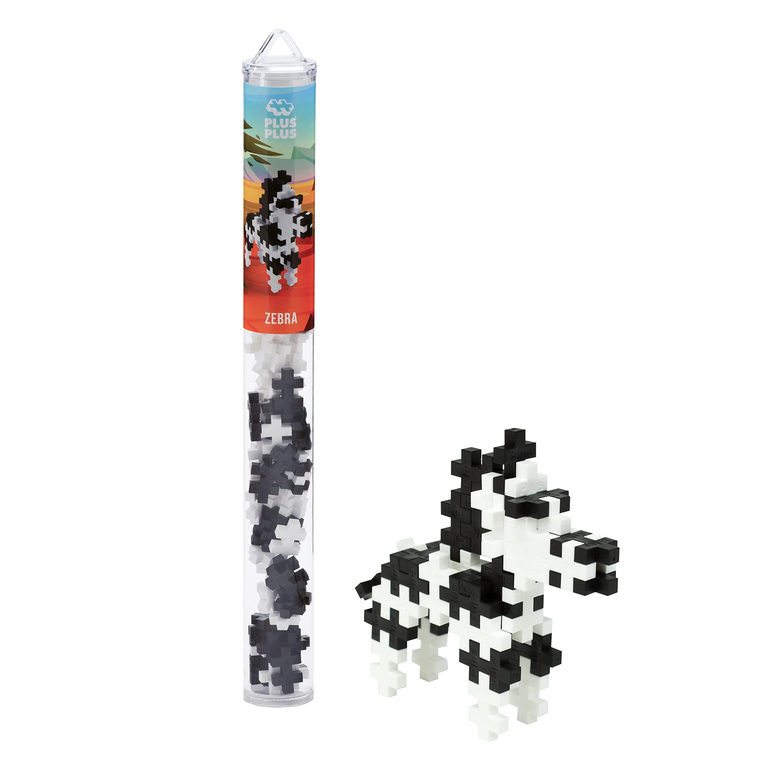 PLUS PLUS - Safari 5 Piece Playset Bundle, Baseplate & 70 Piece Tubes - Construction Building Stem/Steam Toy, Interlocking Mini Puzzle Blocks for Kids