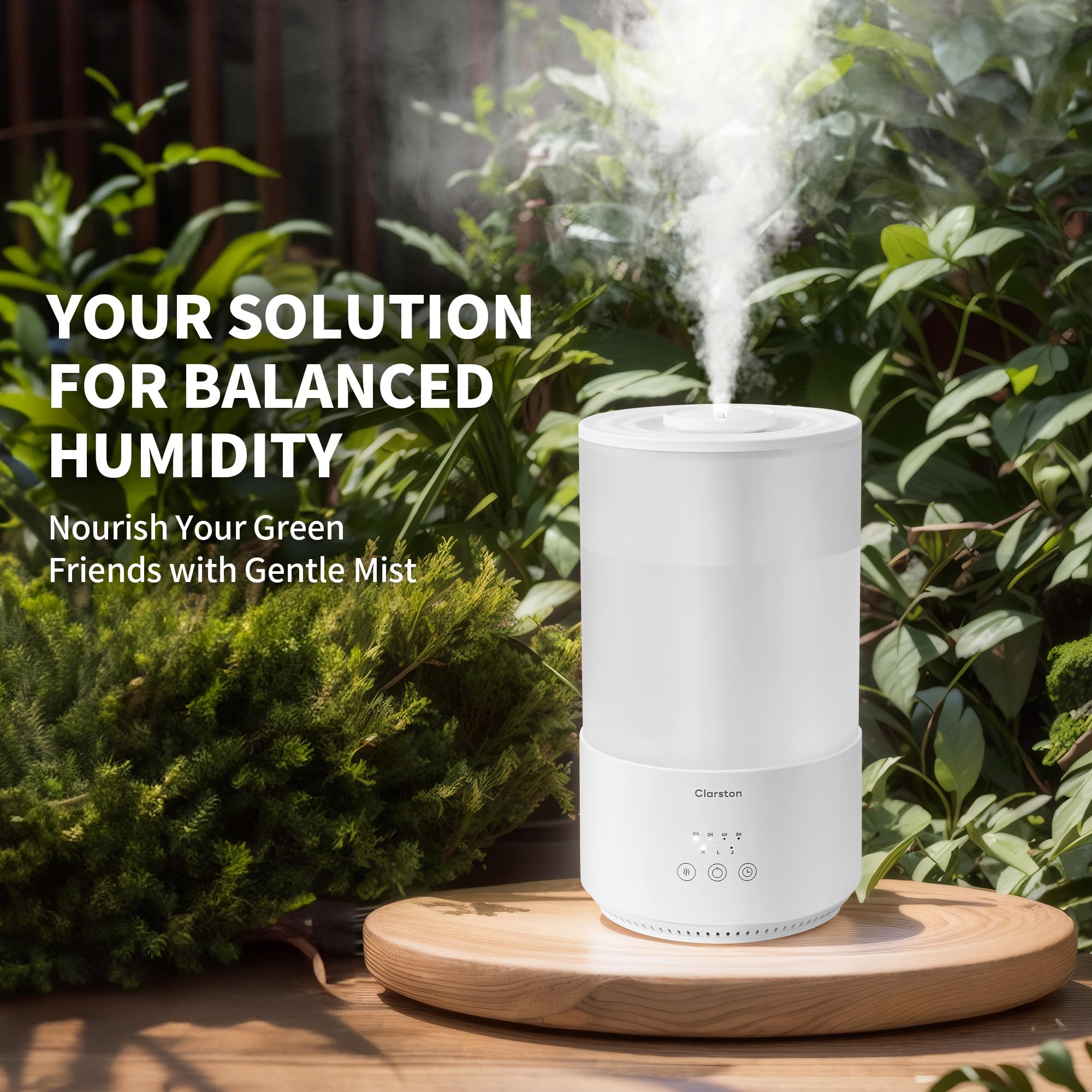 Clarston Humidifiers for Bedroom, 4L Cool Mist Humidifier with Essential Oils Diffuser and Nightlight, Top Fill Humidifiers for Home Large Room, Timer, Auto Shut-off, 40H Runtime