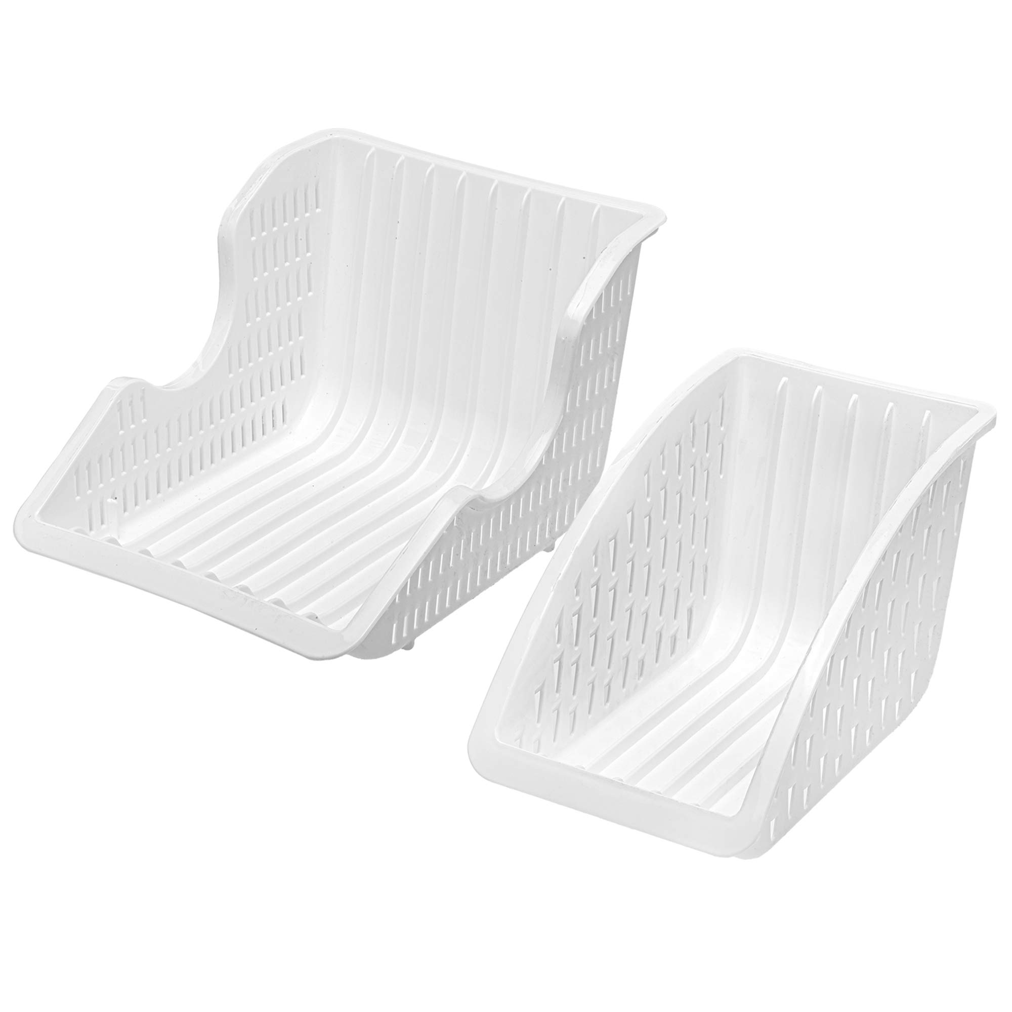 Crystalia Plastic Kitchen Cabinet Organizer for Dishes, Vertical Plate Storage Set for Countertop, Lid Plate Pan Holder Rack, Kitchenware Divider for Under Cabinet, Compact Clutter Organizer, White