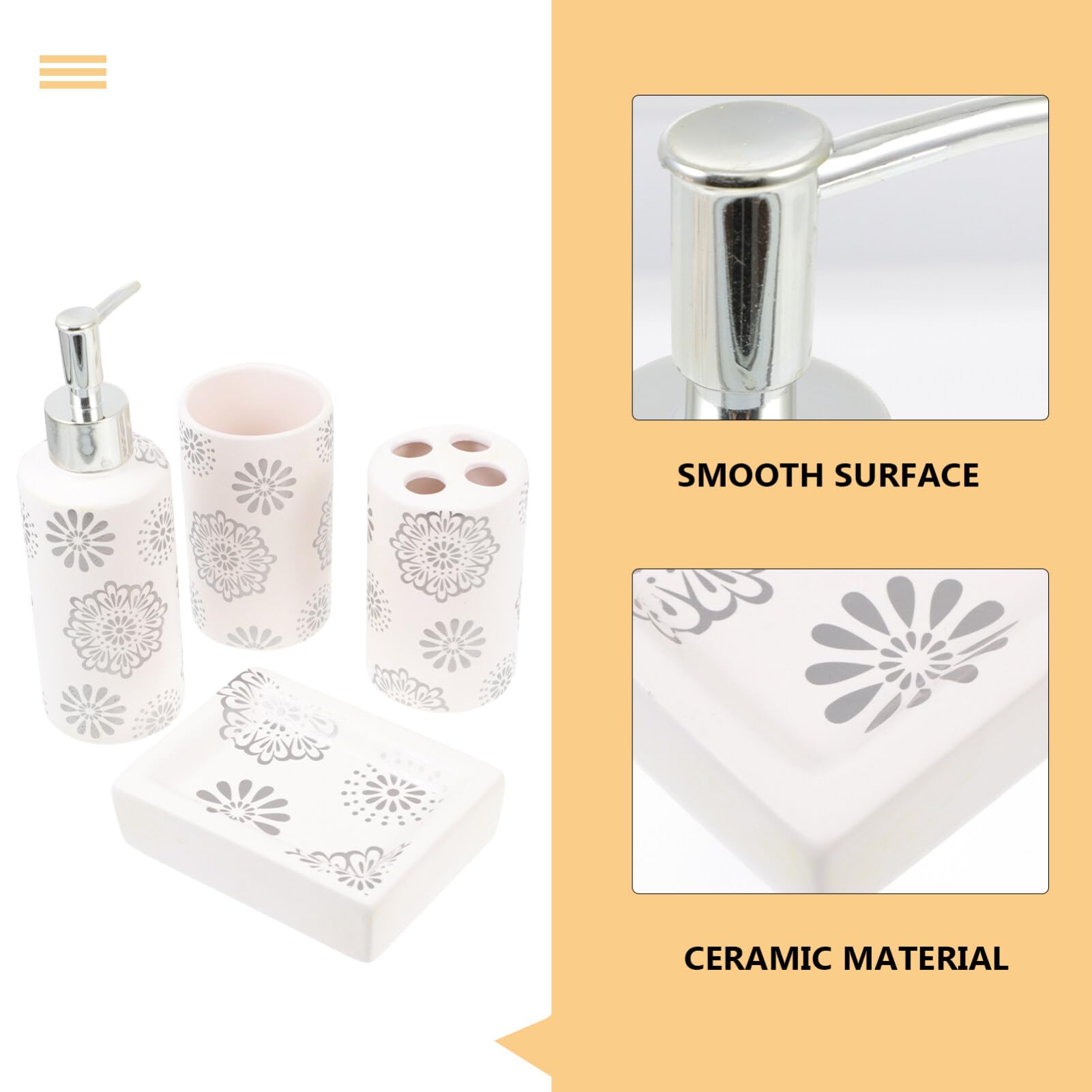 COHEALI 4 Pcs Toiletry Set Ceramic Soap Dish Bathroom Washing Accessory Ceramic Sanitary Ware Toothbrush Holder White Ceramic Hand Wash Dispenser Soap Dispenser Tumbler Pottery Ceramics