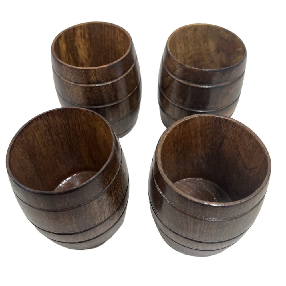 collectiblesBuy Handmade Barrel Shaped Mug Wooden Tea Cups Top Grade Natural Solid Wood Tea Cup Wooden, Classical Natural Solid Wood Drinking Cup Handmade Tea Cups Set of 4