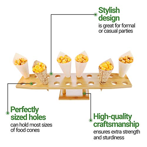 Restaurantware 22.5-inch Oblong Food Cone and Sushi Hand Roll Display Stand: Perfect for Restaurants, Catered Events, and Buffets - Holds 20 Cones - Made from Organic Bamboo - 1ct Box - Restaurantware