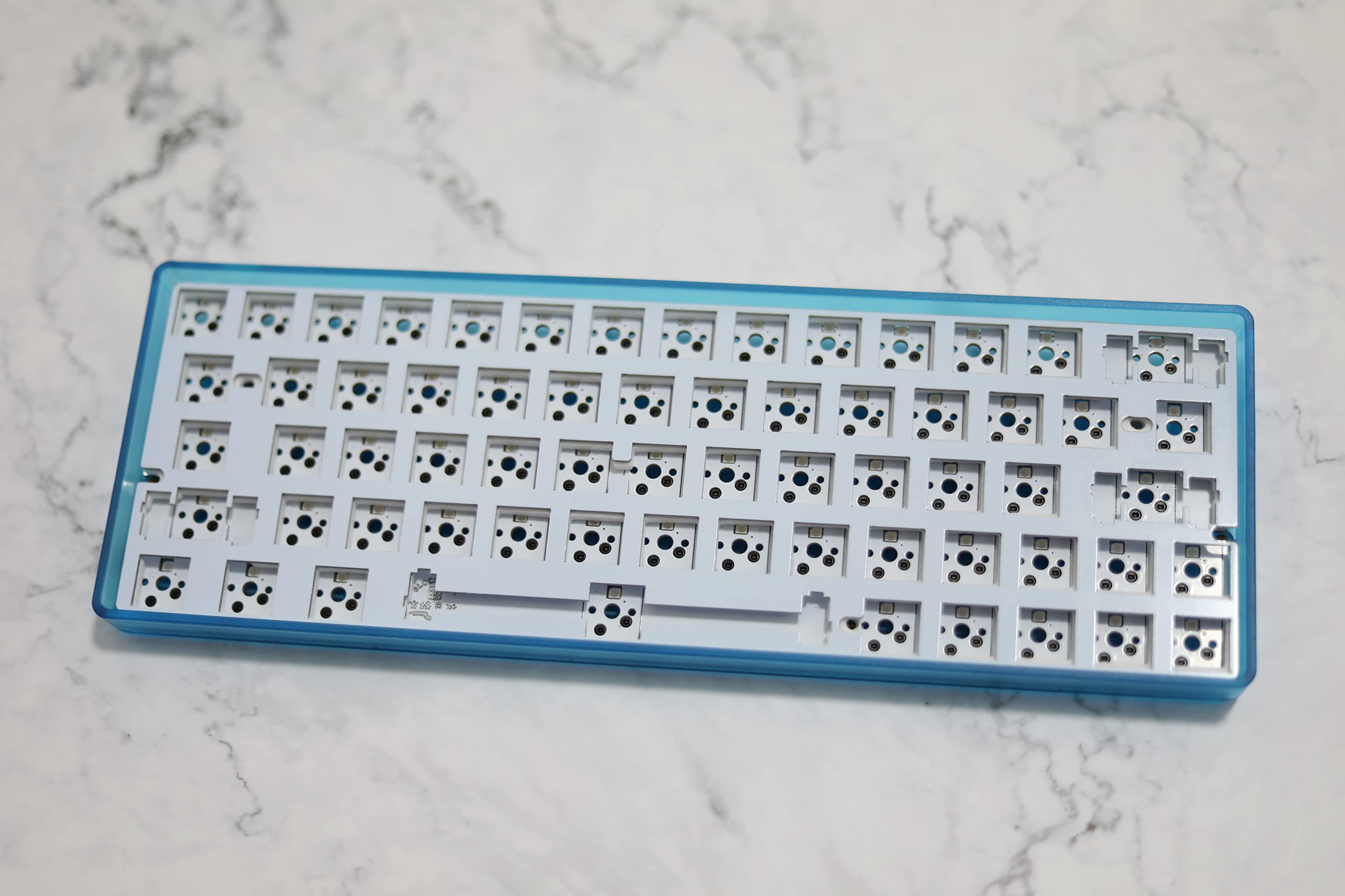 Cmokifuly EX64 60% Mechanical Keyboard Kit Type-C Wired Mode for 3/5pin Switches,Hotswap Socket Tray-Mount Case 64-Keys PCB Plate DIY Keyboard Kit Combo(uninstalled) (Blue transparent)