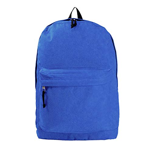 K-Cliffs Classic Bookbag Basic Backpack Simple School Book Bag Casual Student Daily Daypack 18 Inch with Curved Shoulder Straps Royal Blue
