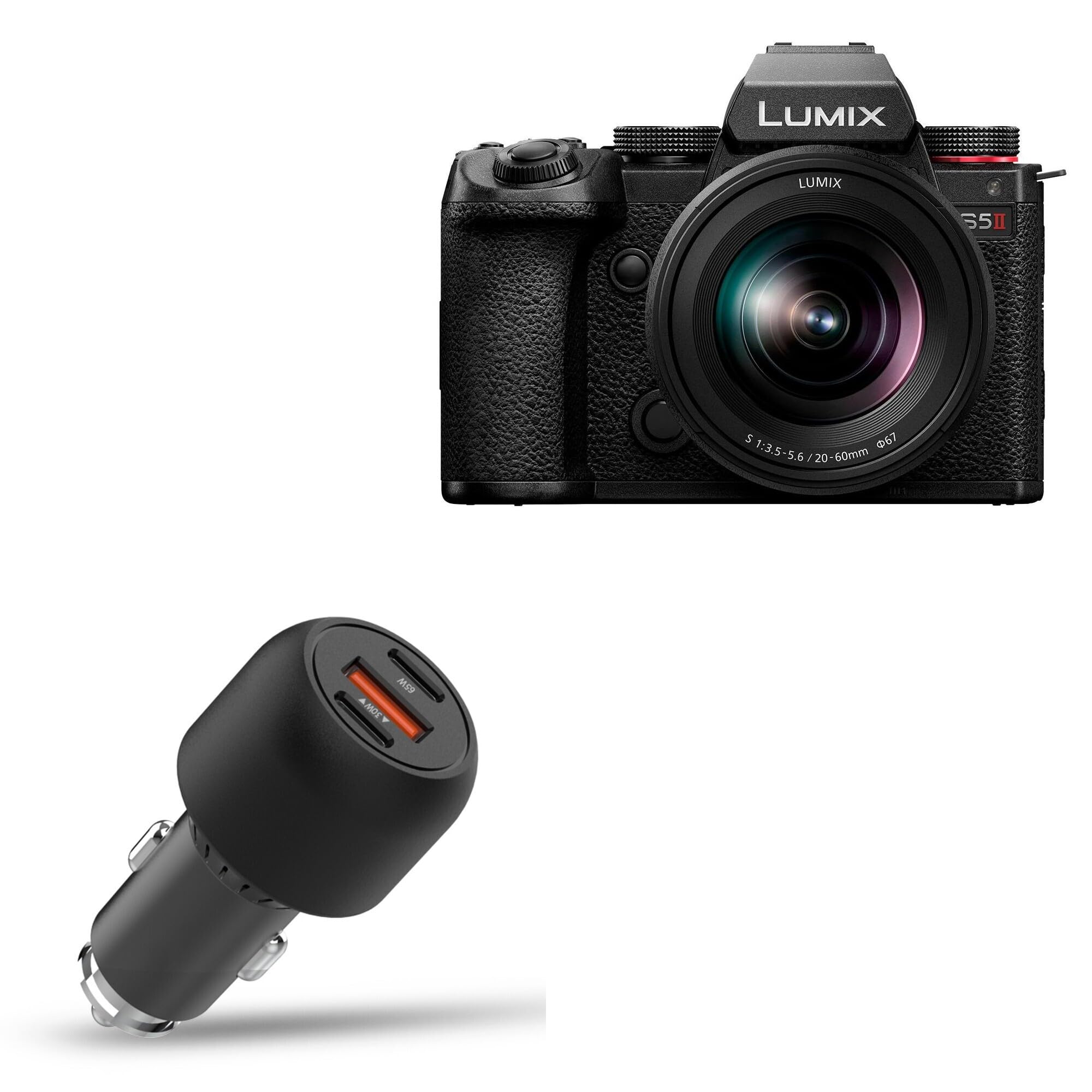 BoxWave Car Charger Compatible with Panasonic Lumix S5II (DC-S5M2) - RapidRush PD Car Charger (95W), PD Car Charger High Power PD QC3.0 for Panasonic Lumix S5II (DC-S5M2) - Jet Black