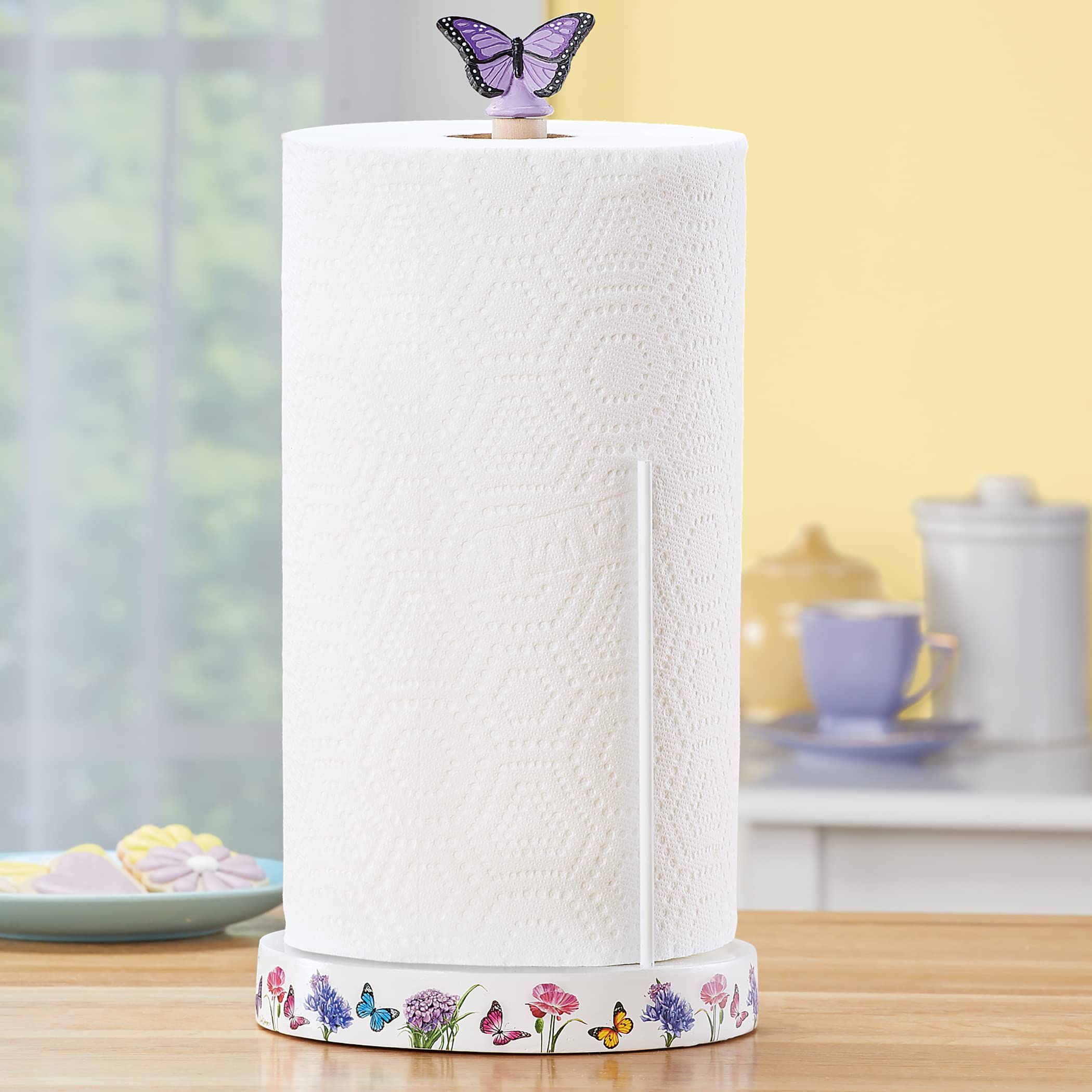 Collections Etc Hand-Painted Butterfly Paper Towel Holder