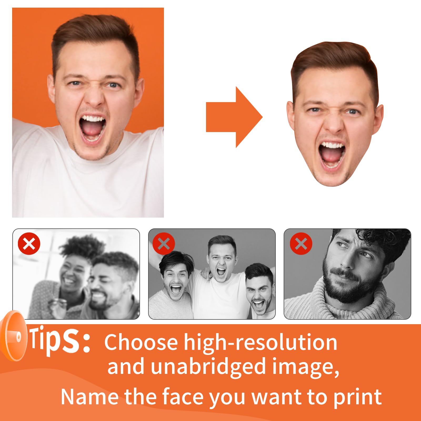 EnjoyView Custom Big Head Cutout, Customize Giant Fat Heads, Custom Photo, Fun Fathead Cardboard, Personalized Face Signs, 1 Piece, 24β, 30", 36" Tall