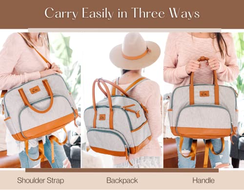 K2C3 Wearable Breast Pump Bag | Backpack with Laptop Compartment | Breast Pump Storage Bags | 16.9" x 13.77" x 5.11" Breast Pump Parts Bag | Leather & Polyester Baby Backpack Diaper Bag Tote