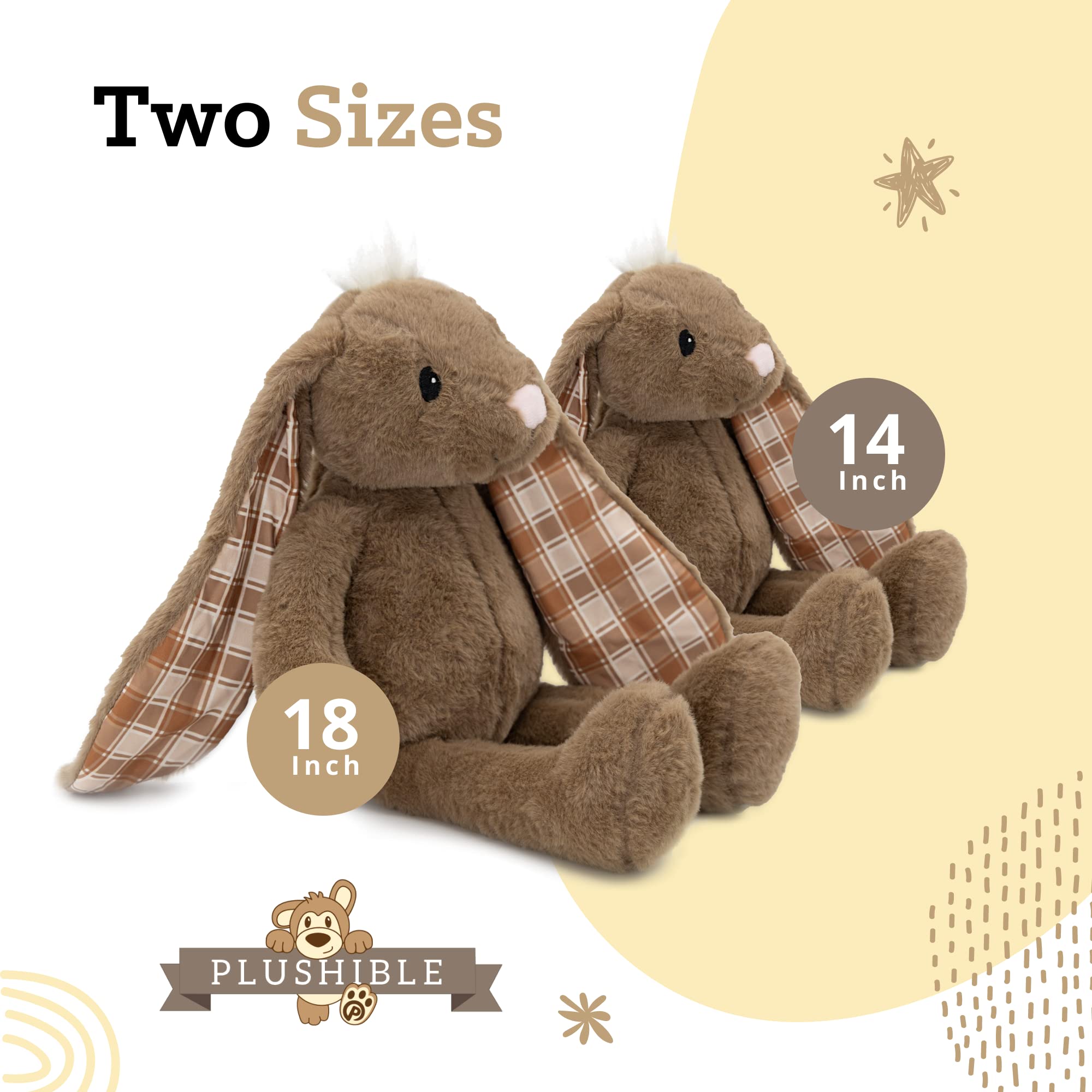 Plushible Easter Bunny Plush, Cuddly, Soft, Embroidered Stuffed Animal Toy for Newborns, Kids, Boys, & Girls, 14 Inch