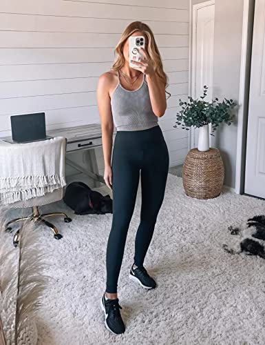 HeyNuts Essential High Waisted Yoga Leggings for Tall Women, Buttery Soft Full Length Workout Pants 28'' Black S(4/6)