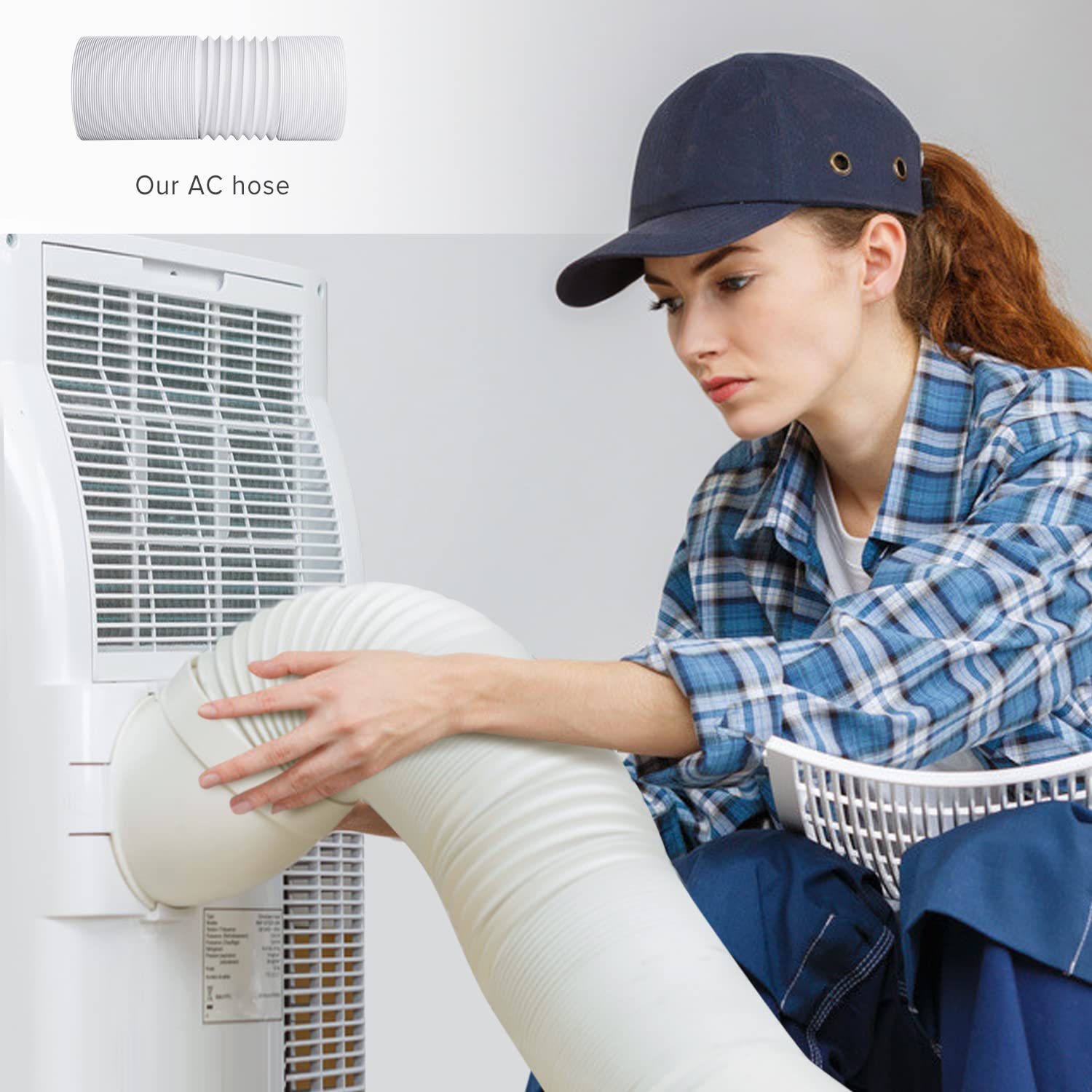 Portable Air Conditioner Hose, AC Hose with 5.1" Diameter, Counter Clockwise Thread & Length up to 59" AC Exhaust Hose for Portable AC Vent Compatible with Haier LG Delonghi Air Conditioner Parts