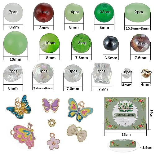 Gift Boxed Emeralds Crystal Beads for Bracelet Jewelry Making Kit, 140Pcs 8mm Gemstone Crystal Glass Bead Bracelet Kit, Assorted DIY Craft Glass Beads Bulk for Friendship Bracelets Making with String