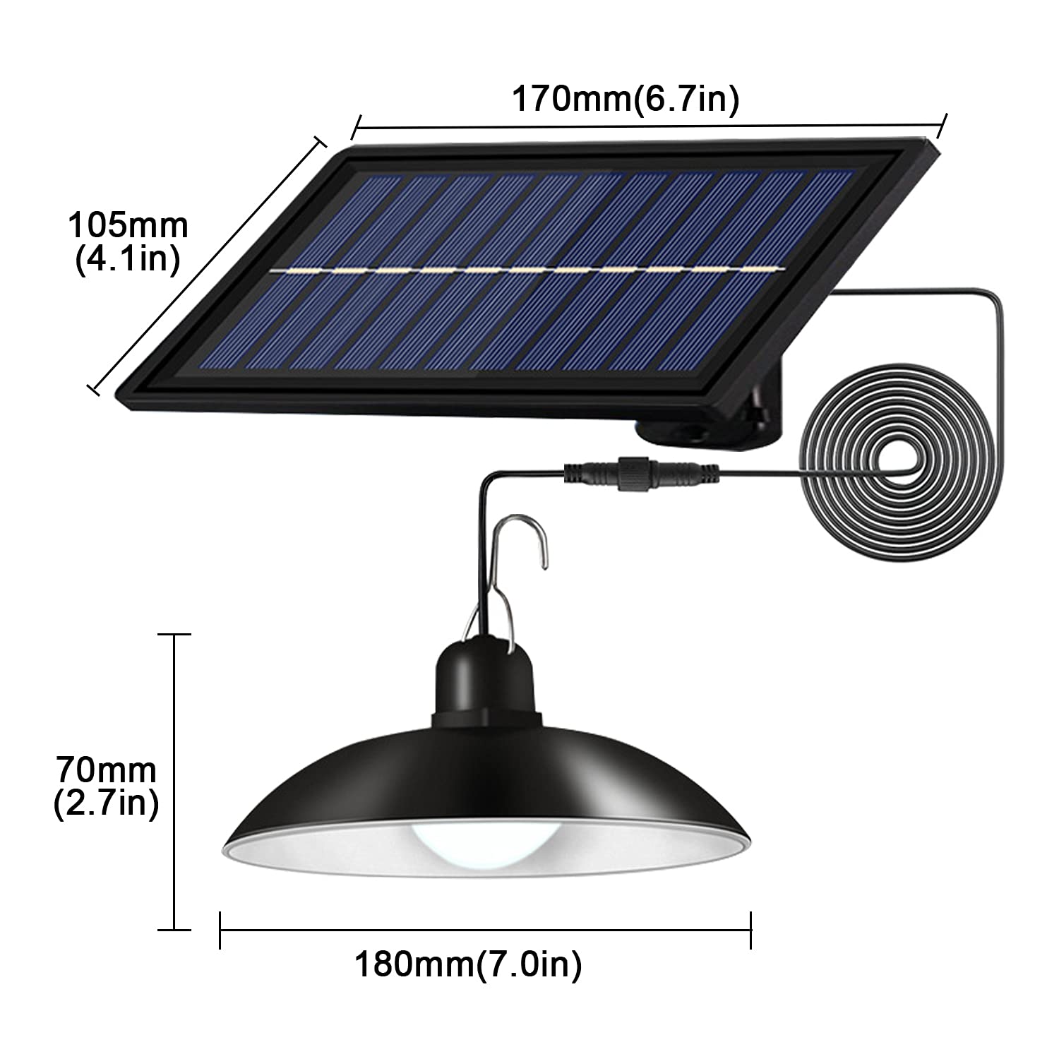 Vincent Solar Pendant Lights, Outdoor Waterproof Solar Powered LED Pendant Lights with Remote Control, Hanging Bright Shed Lights for Home Garden Patio Porch Barn Storage Lighting(Cool White)