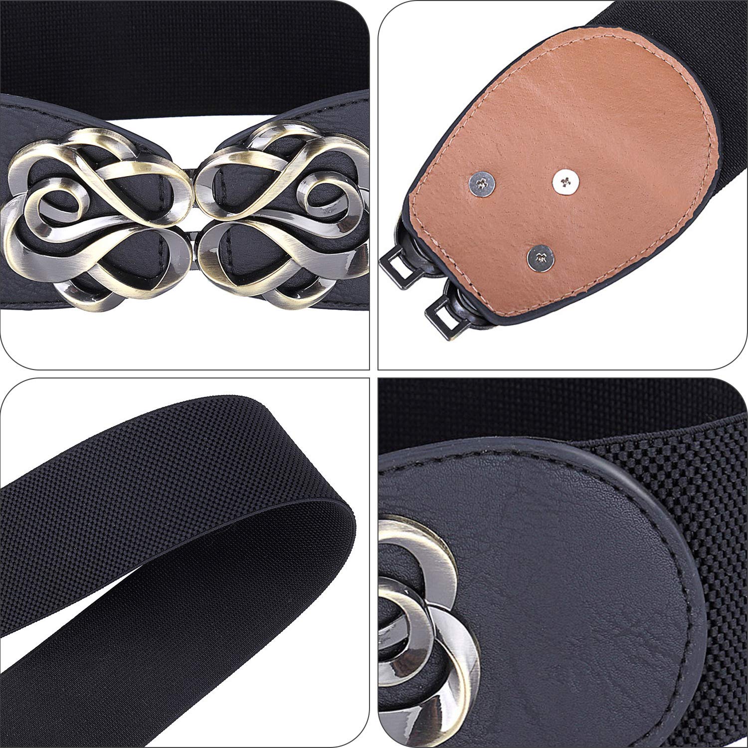 GRACE KARIN Women Vintage Wide Elastic Stretch Waist Belt, Black (CL0413-1), X-Large