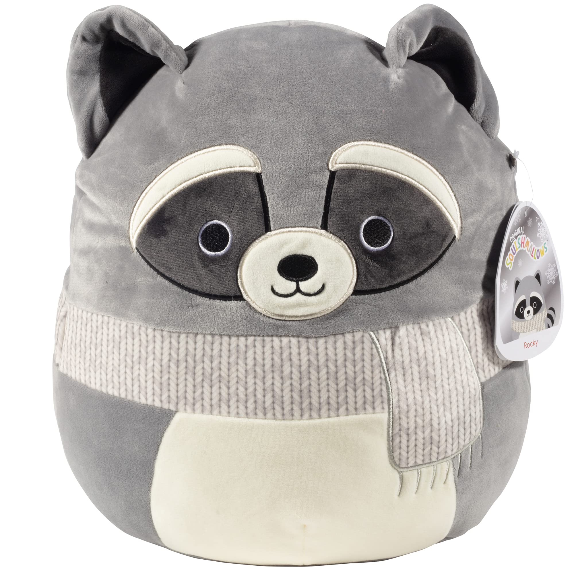 Squishmallows Original 12-Inch Rocky The Raccoon - Official Jazwares Plush - Collectible Soft & Squishy Raccoon Stuffed Animal Toy - Add to Your Squad - Gift for Kids, Girls & Boys