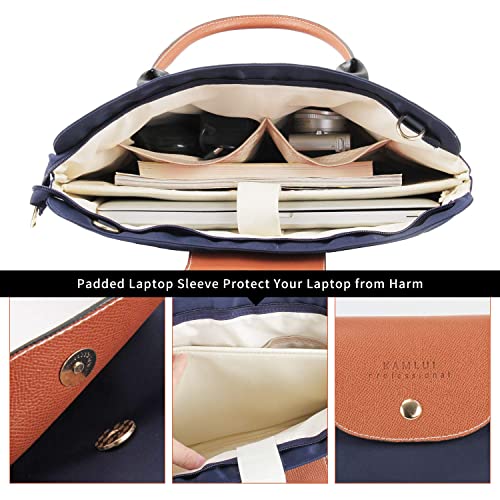 Kamlui 15.6 Inch Laptop Bag for Women,Computer Bag Waterproof Canvas Laptop Shoulder Messenger Female Laptop Sleeve Case for Macbook Pro Air HP Dell,(Blue)