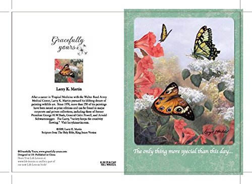 Gracefully Yours Blessed Birthday Greeting Cards Featuring Butterflies by Artist Larry Martin, 12, 4 Designs/3 Each with Scripture Message