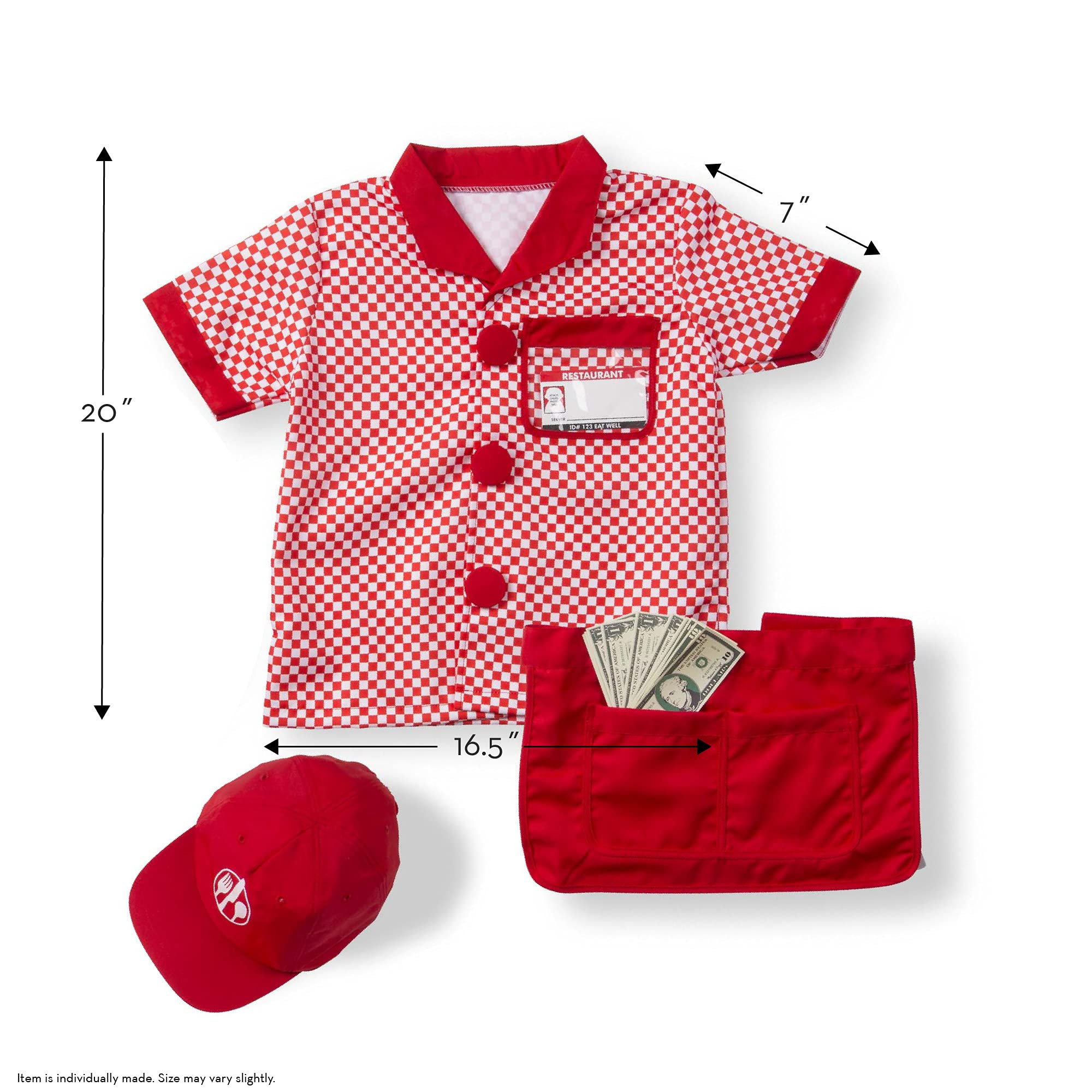 Melissa & Doug unisex-children Server Role Play Costume Dress-Up Set With Realistic Accessories