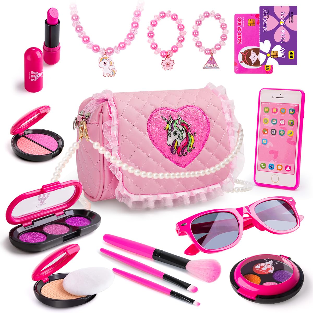 Meland Toys for Girls - Toddler Girls Gift Idea for Birthday Christmas, Pretend Makeup Kit for Girls with My First Purse Toy, Makeup for Kids Age 3-6 Year Old for Pretend Play