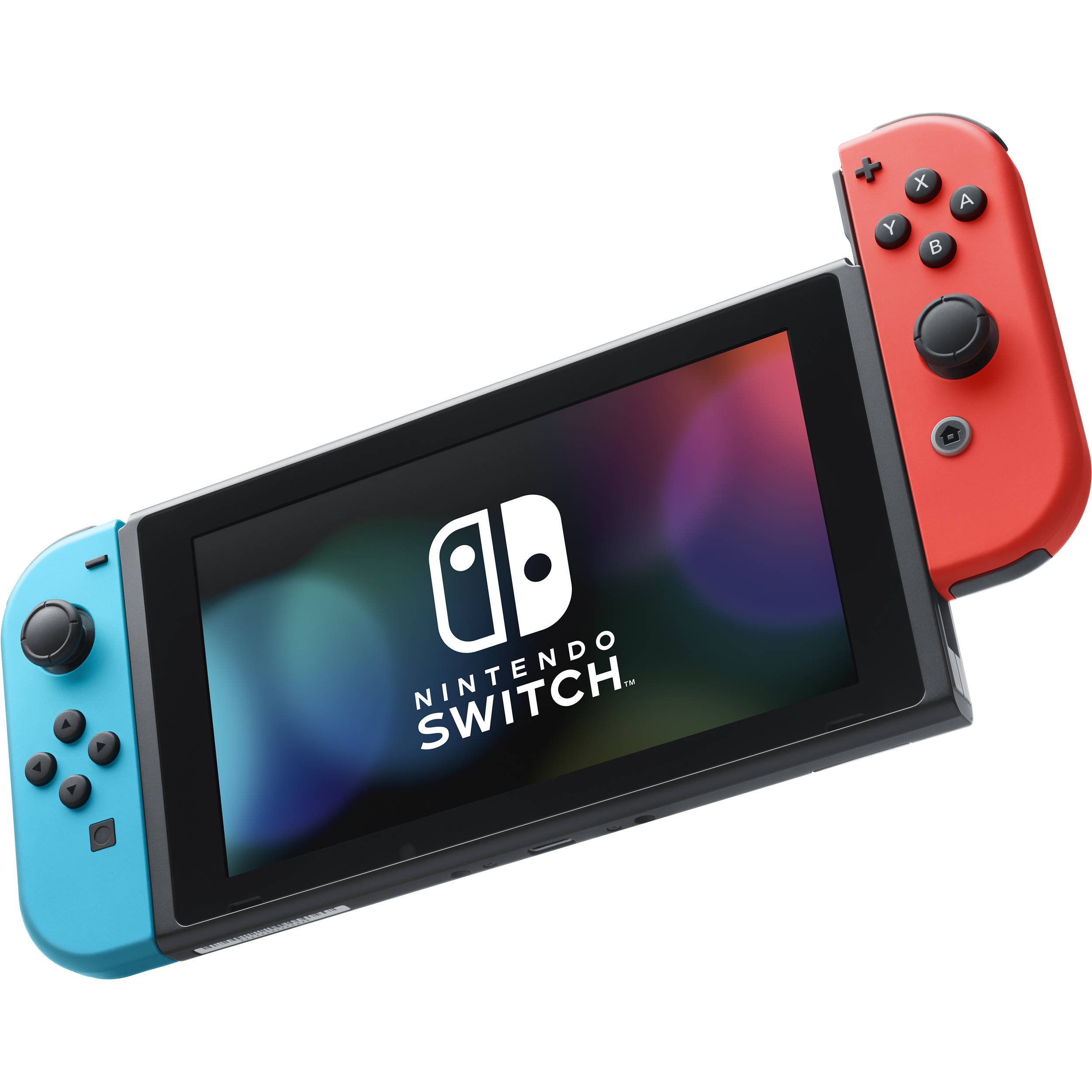 Nintendo Switch Bundle (6 items): 32GB Console Neon Red Blue Joy-con, Game Disc Super Mario Odyssey, Extra Pair of Joy-con Red and Blue,128GB Micro SD Card, Type C Cable, HDMI Cable