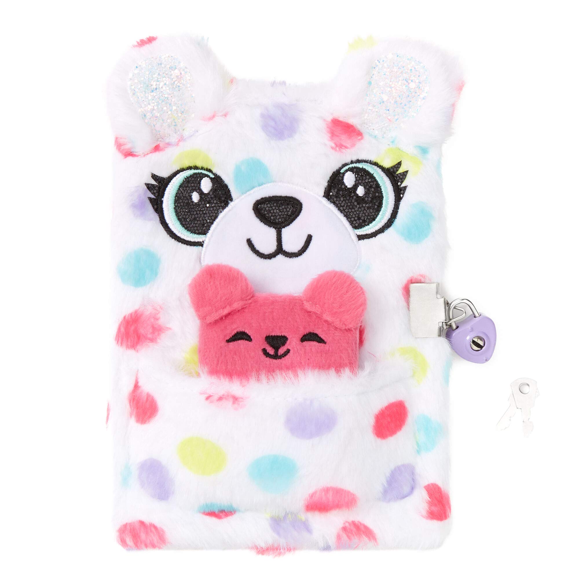 Claire's Back to School Basics with our Quilted Pearl Small Pink Backpack and Fuzzy Plush Polka Dot Diary for Girls and Tweens