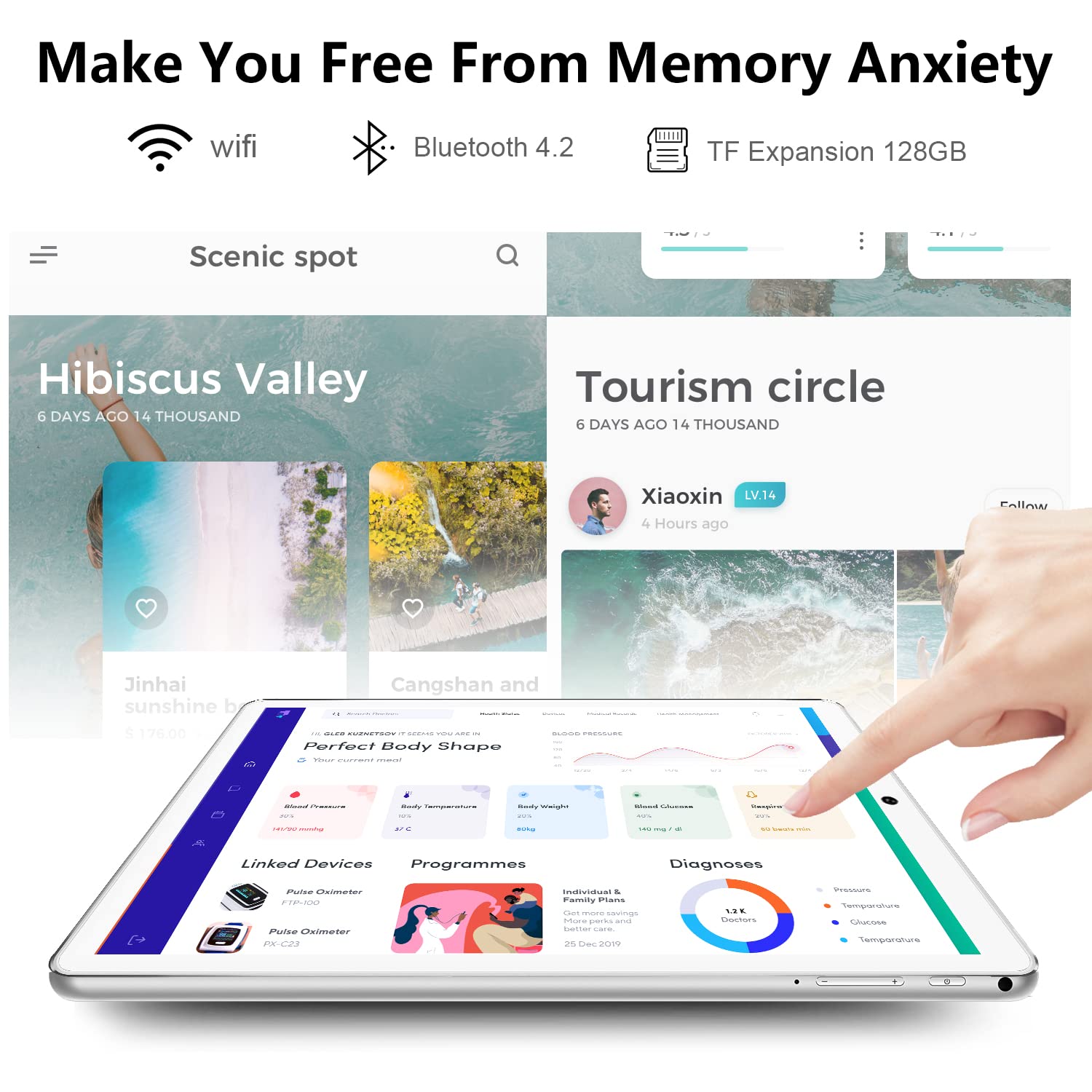 DUODUOGO Tab P8 Tablet 10.1 inch Android 10.0 Tablets, 4GB RAM 64GB ROM Tablet PC,13MP Dual SIM 4G /WiFi, 8000mAh, GPS, Bluetooth, Google Certified Tablet