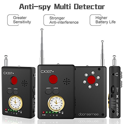 dooreemee Anti-spy Camera Bug RF Signal Detector [Enhanced Version], Wireless Hidden Camera GPS Tracker Higher Sensitivity Multi-Functional GSM Device Finder(2” X 0.6” X 2.9”, 1.6oz, Handheld)