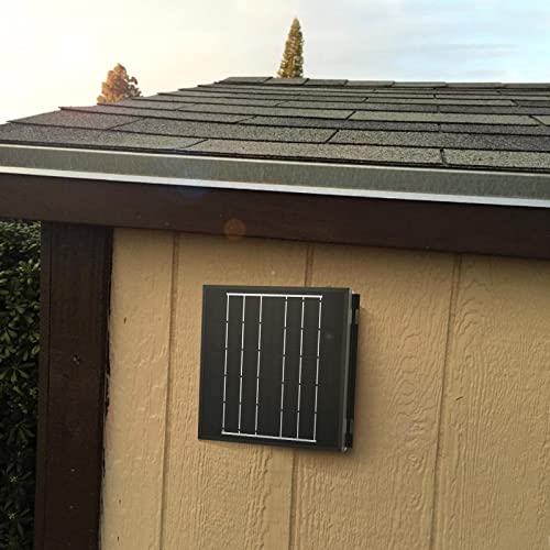 DC HOUSE Solar Vent Fan - Weatherproof Metal Shell Design, 5W Solar Powered Roof Fan without Battery - Up to 238 Sq Ft Coverage - Perfect for Small Sheds, Chicken Coops, Greenhouses, and Cabins