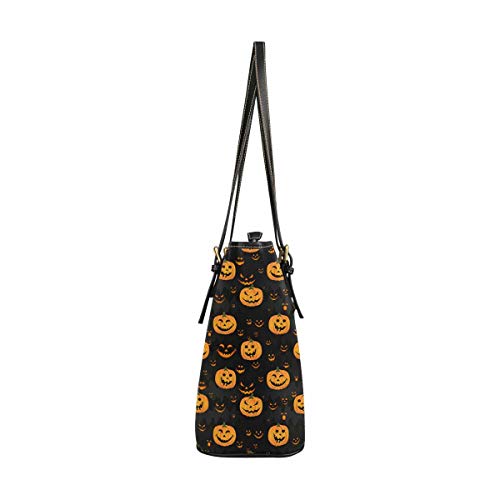 INTERESTPRINT Halloween Background with Pumpkin, Scary Face Travel Handbag, Overnight Carry-On Tote Bag, weekend Bag