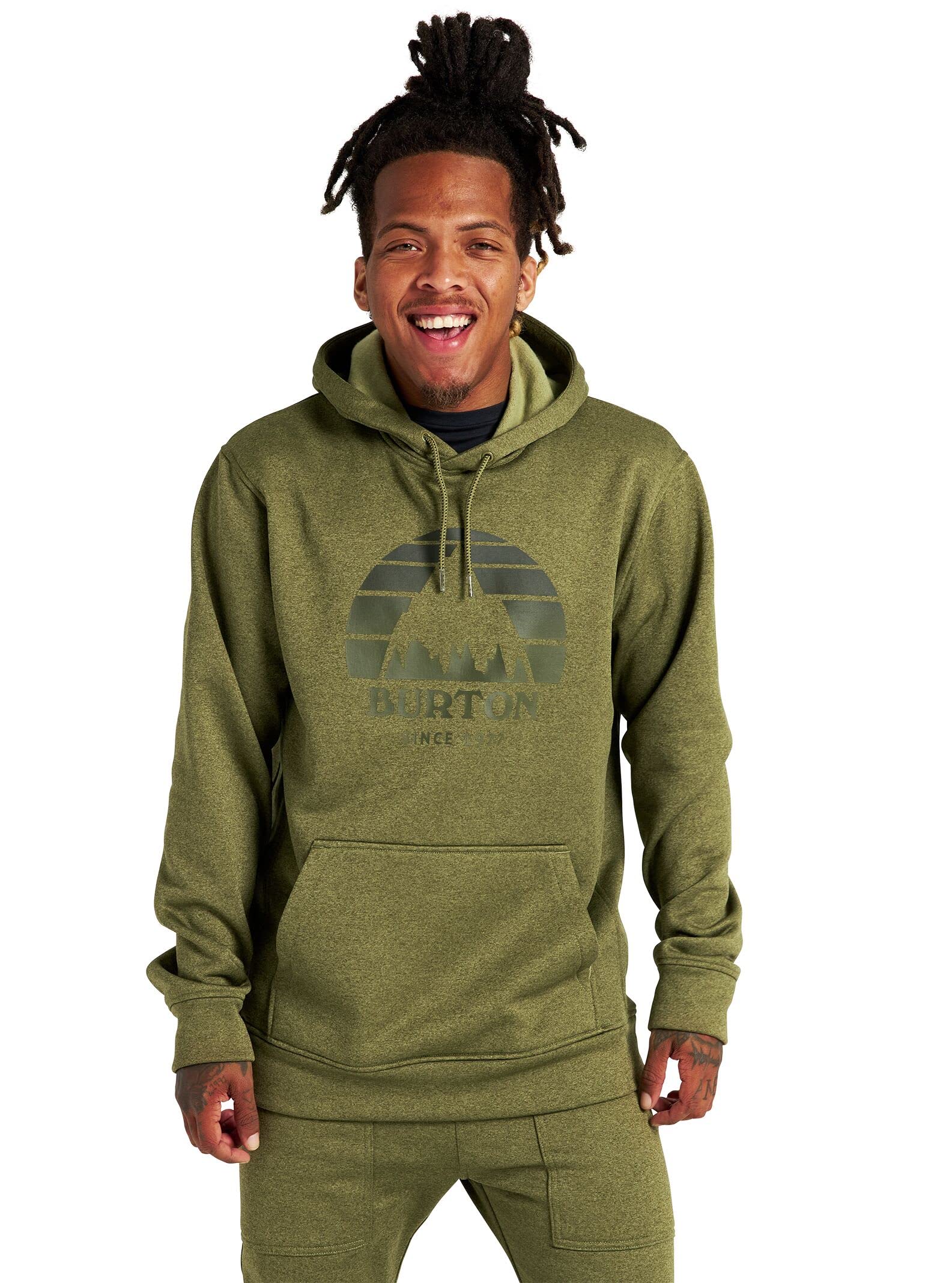 Burton Men's Standard Oak Seasonal Pullover Fleece, Martini Olive Heather, Large