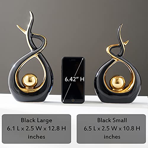 FJS Home Decor Modern Art Ceramic Statue Table Decorations for Living Room Dining Room Coffee Table Centerpiece Shelf Decor - Great Gift Idea 12.2" High (Black, Large)